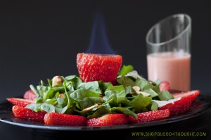 Spinach & Flaming Strawberry Sangria Salad
